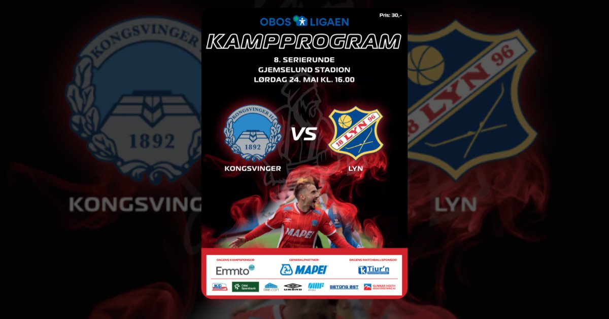 KIL - Lyn: Dagens programblad / Kongsvinger